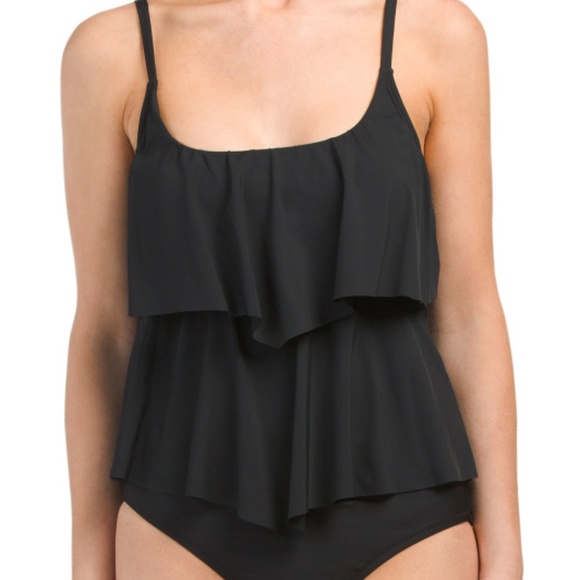 La Blanca | Swim | Black Tiered Ruffled Tankini Top Sizes 6 8 | Poshmark